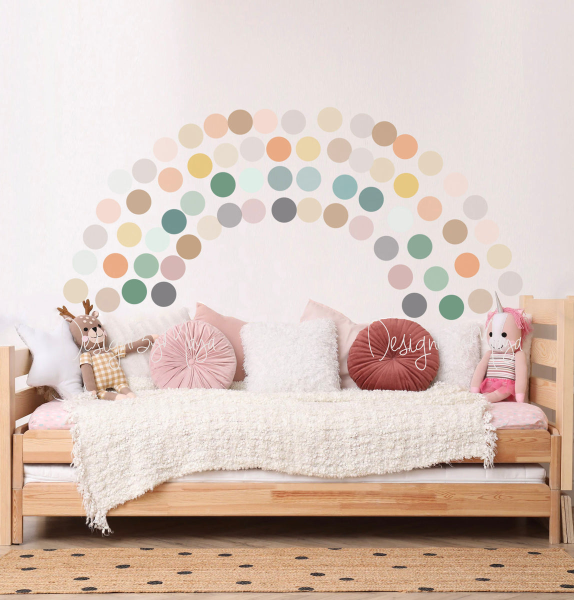 Rainbow of Watercolor Polka Dots - Fabric Nursery Wall Art Decals ...