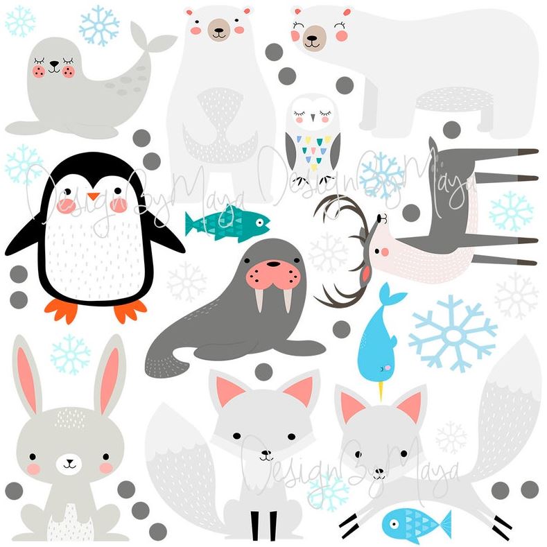 Arctic Penguin and Friends - Fabric Nursery Wall Art Decals – DesignByMaya