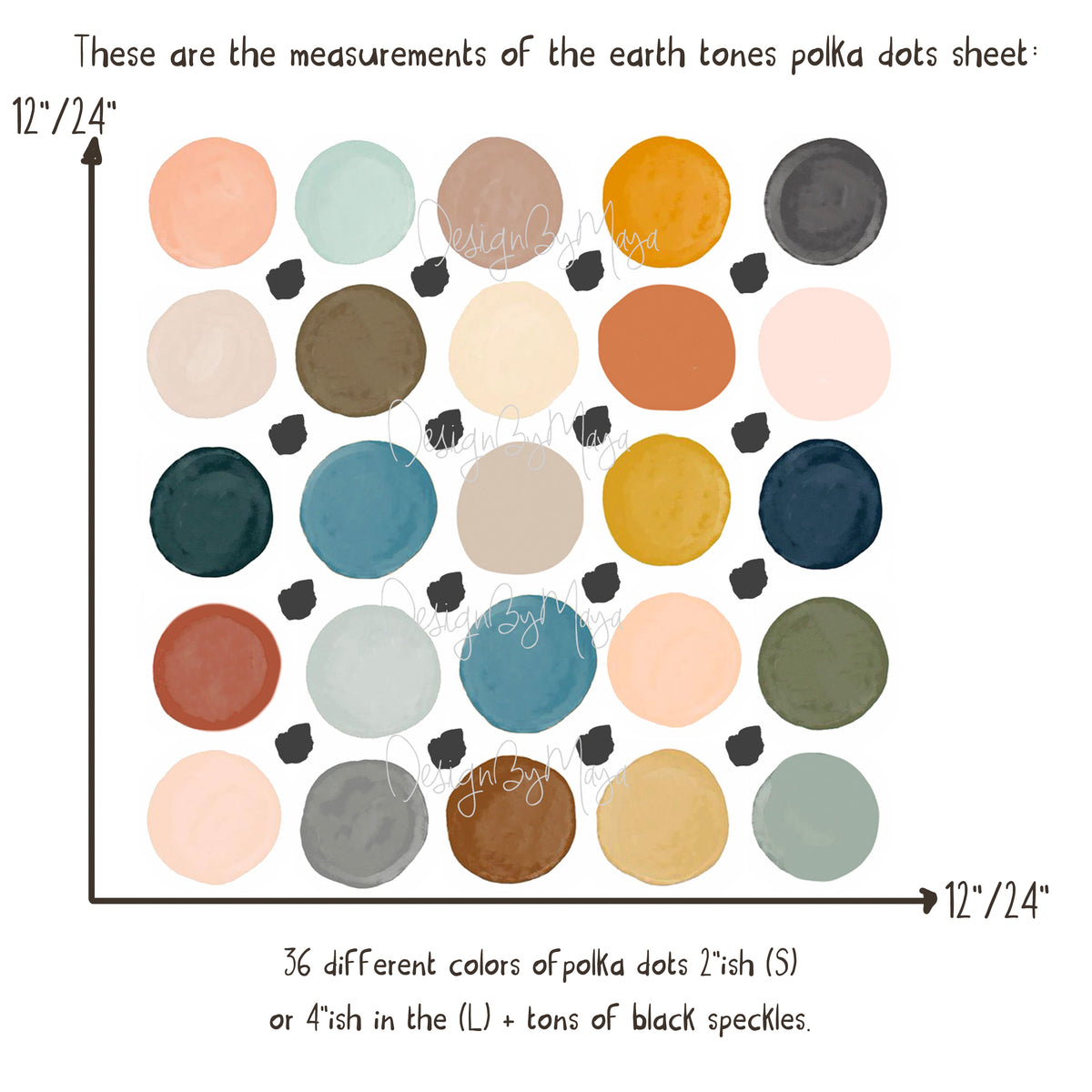 Watercolor Earth tones Polka Dots - Fabric Nursery Wall Art Decals ...